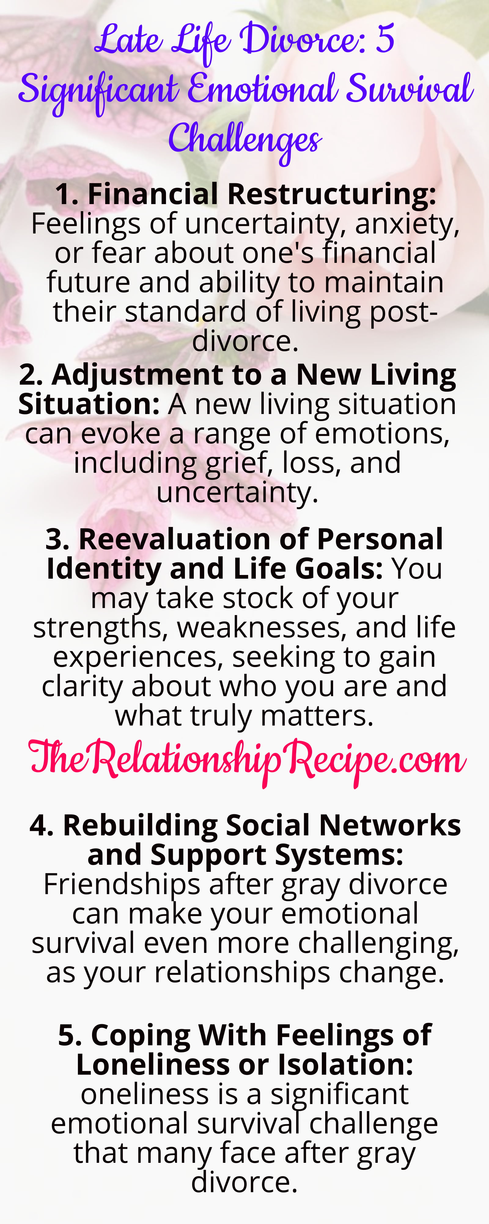 Late Life Divorce: 5 Significant Emotional Survival Challenges